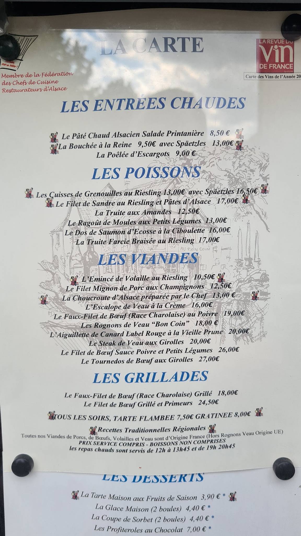 Menu au Restaurant Au Bon Coin, Wintzenheim