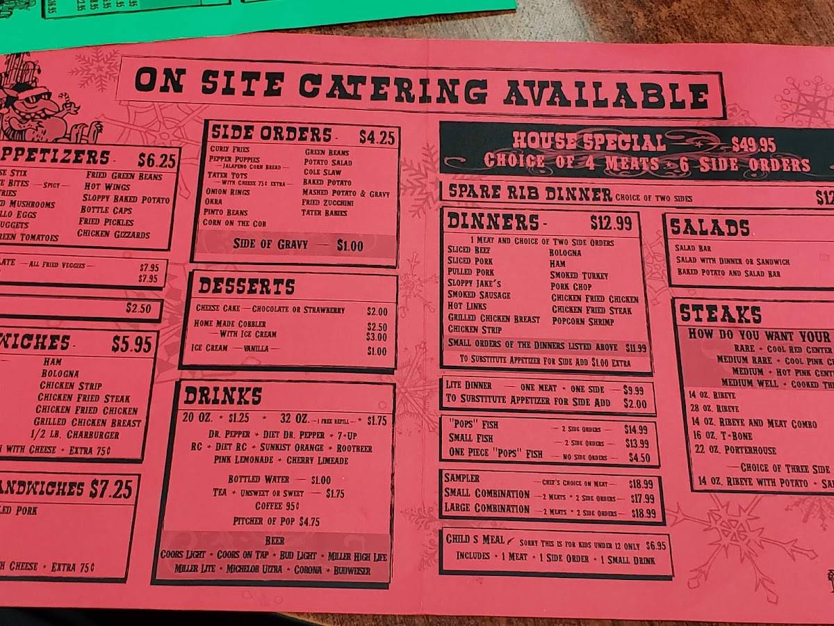 Menu at Jake's Rib BBQ, Chickasha