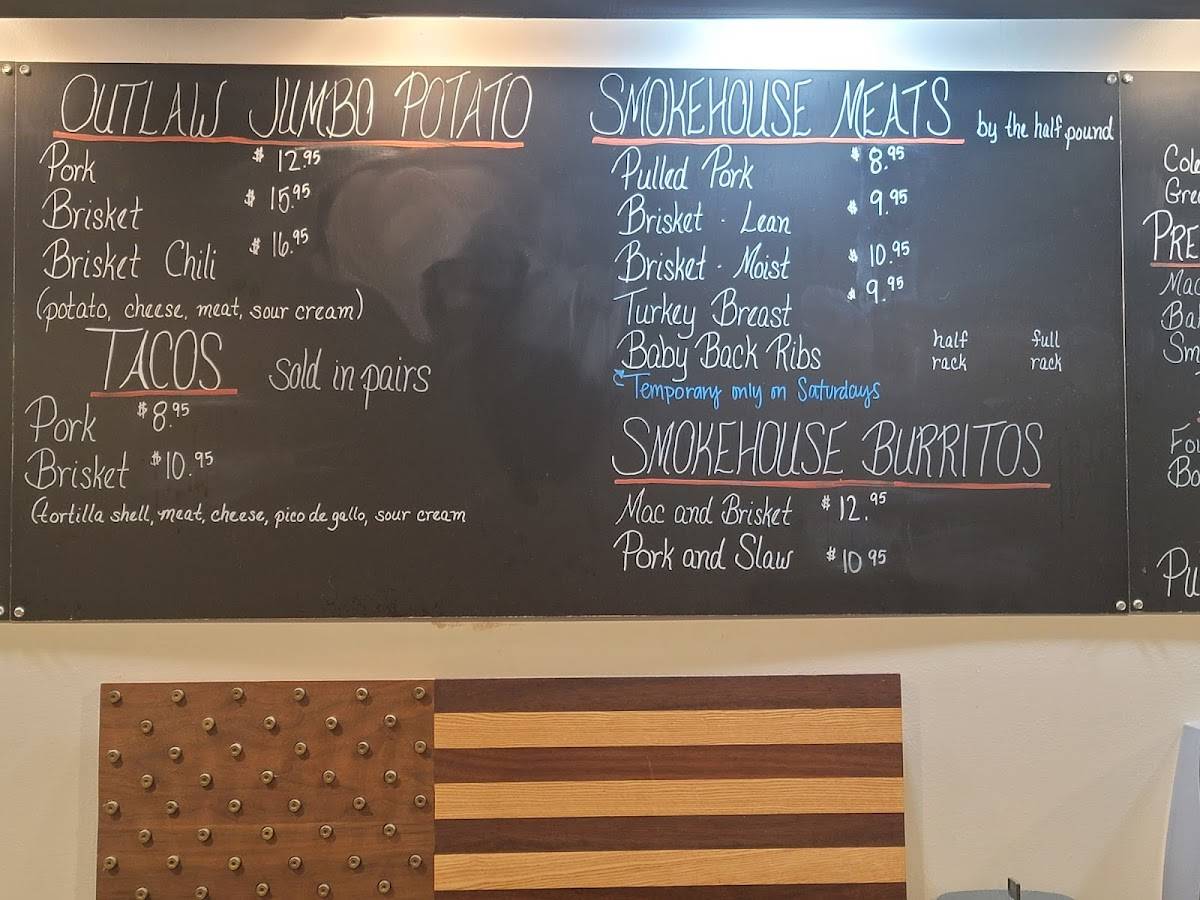 Menu at Outlaw Smokehouse BBQ, Napoleon