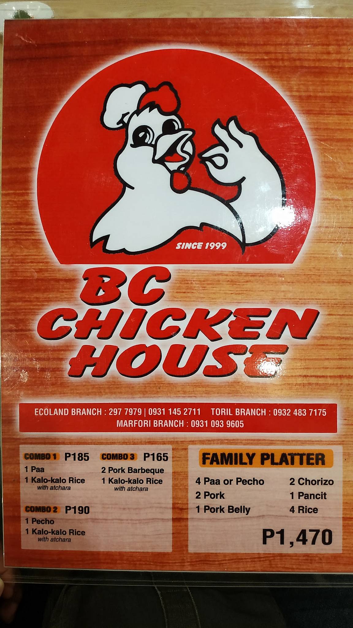 Menu at BC Chicken House - Marfori Branch restaurant, Davao City