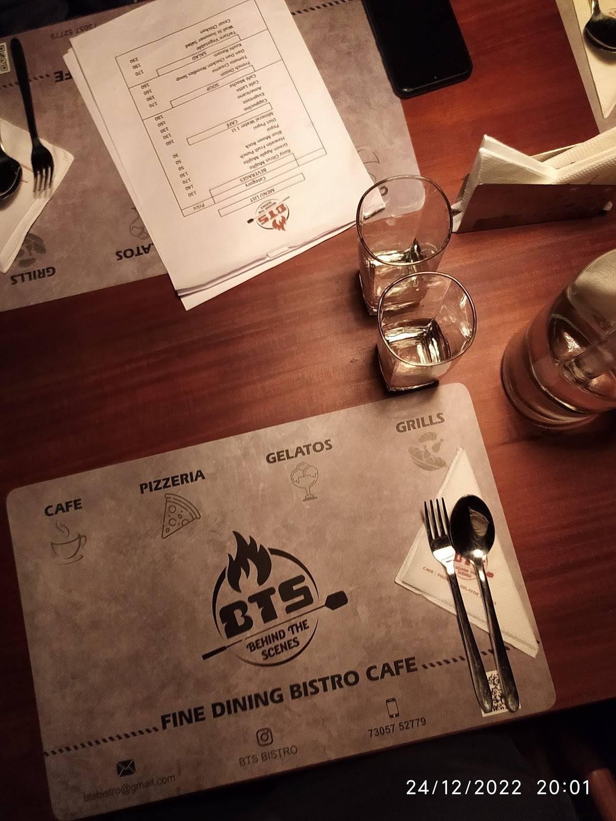 Menu at BTS BISTRO, Chennai