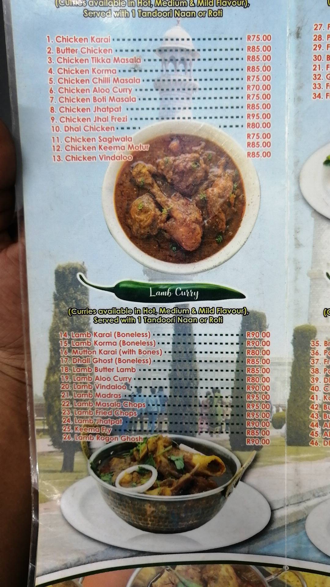 Menu at Baba Tikka King(Newlands) restaurant, Durban