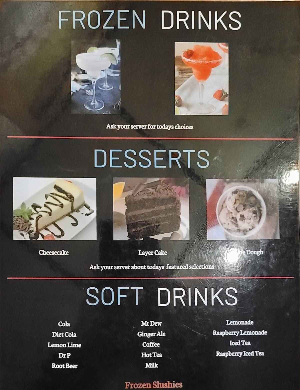 Menu at Steakhouse, Bad Axe