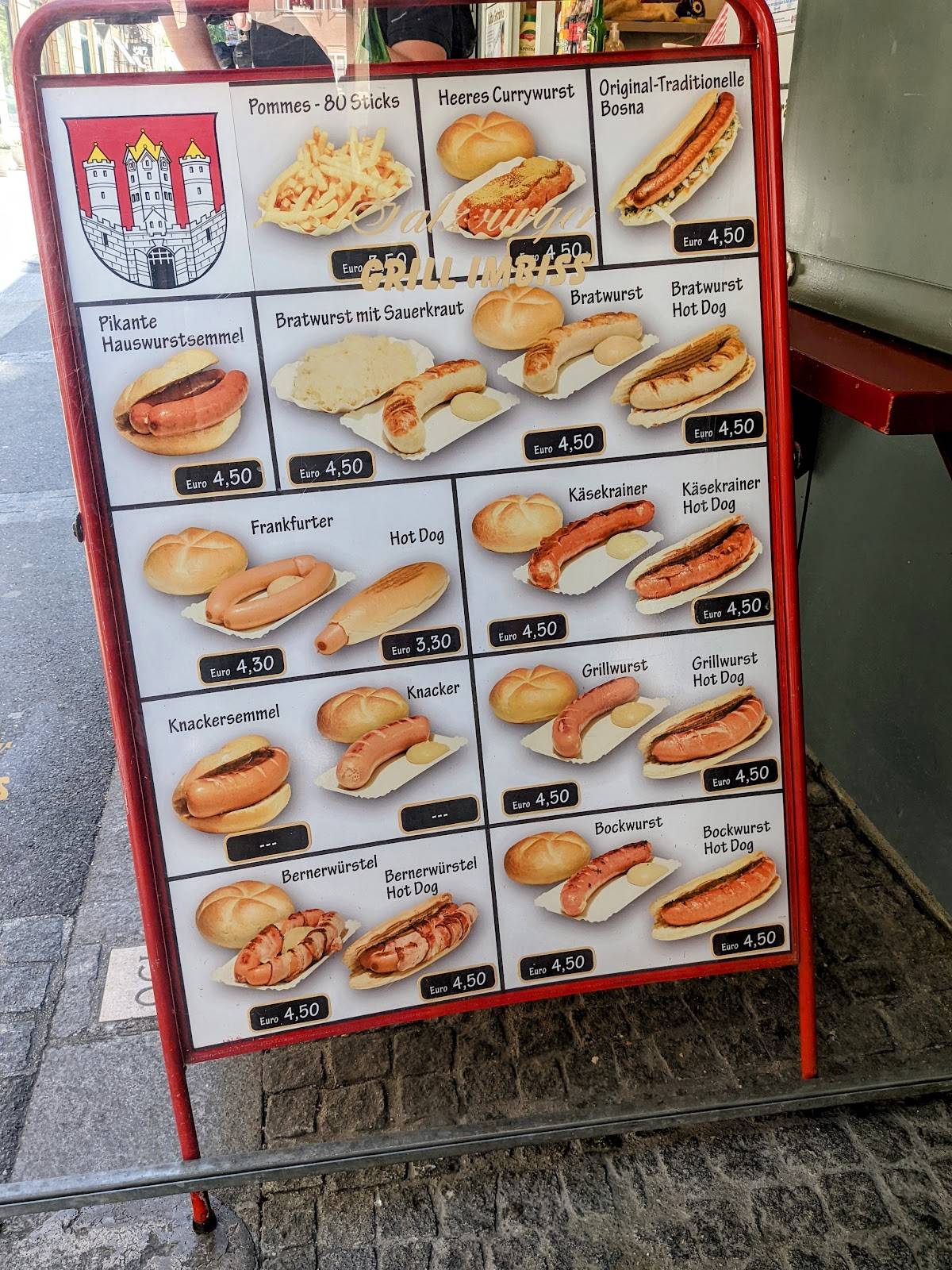 Menu at Balkan Grill Walter fast food, Salzburg