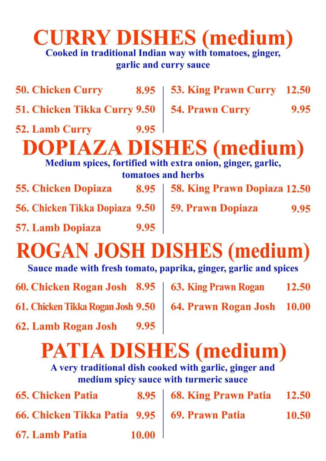 Menu at Balti Tower Restaurant, Cabo Roig