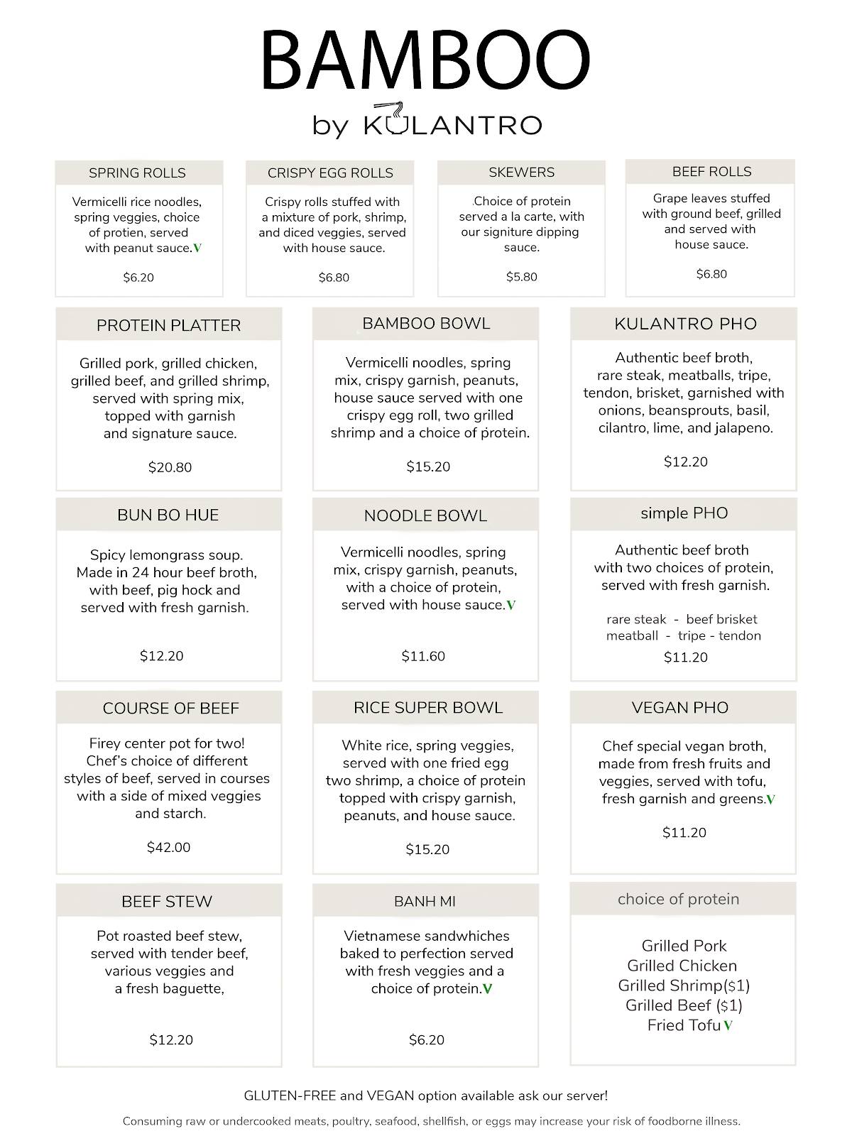 Menu at Bamboo by Kulantro restaurant, Albuquerque