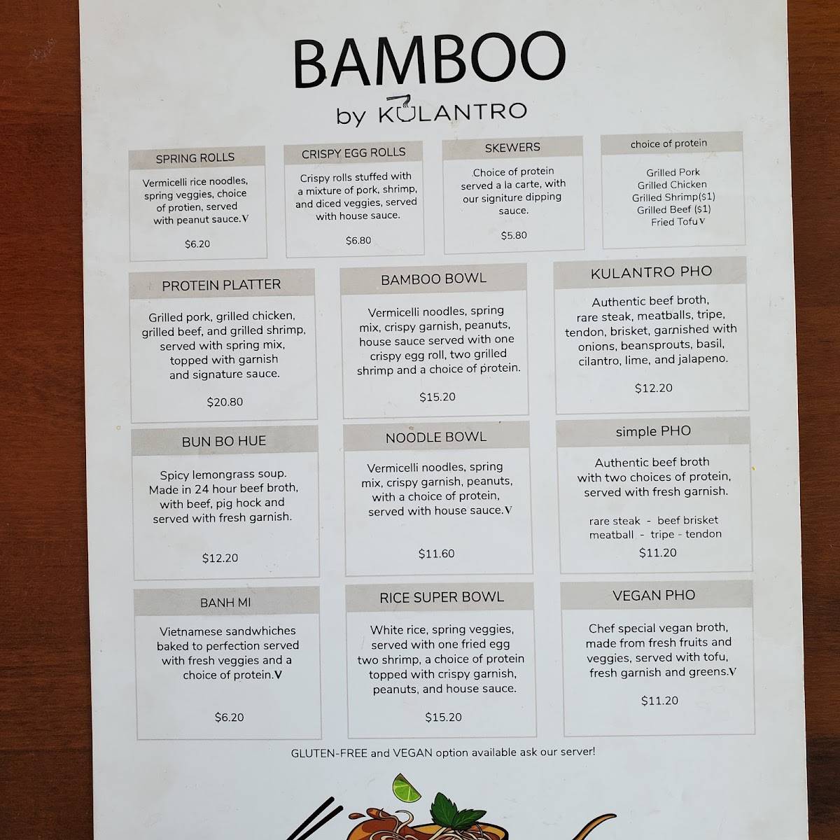 Menu at Bamboo by Kulantro restaurant, Albuquerque