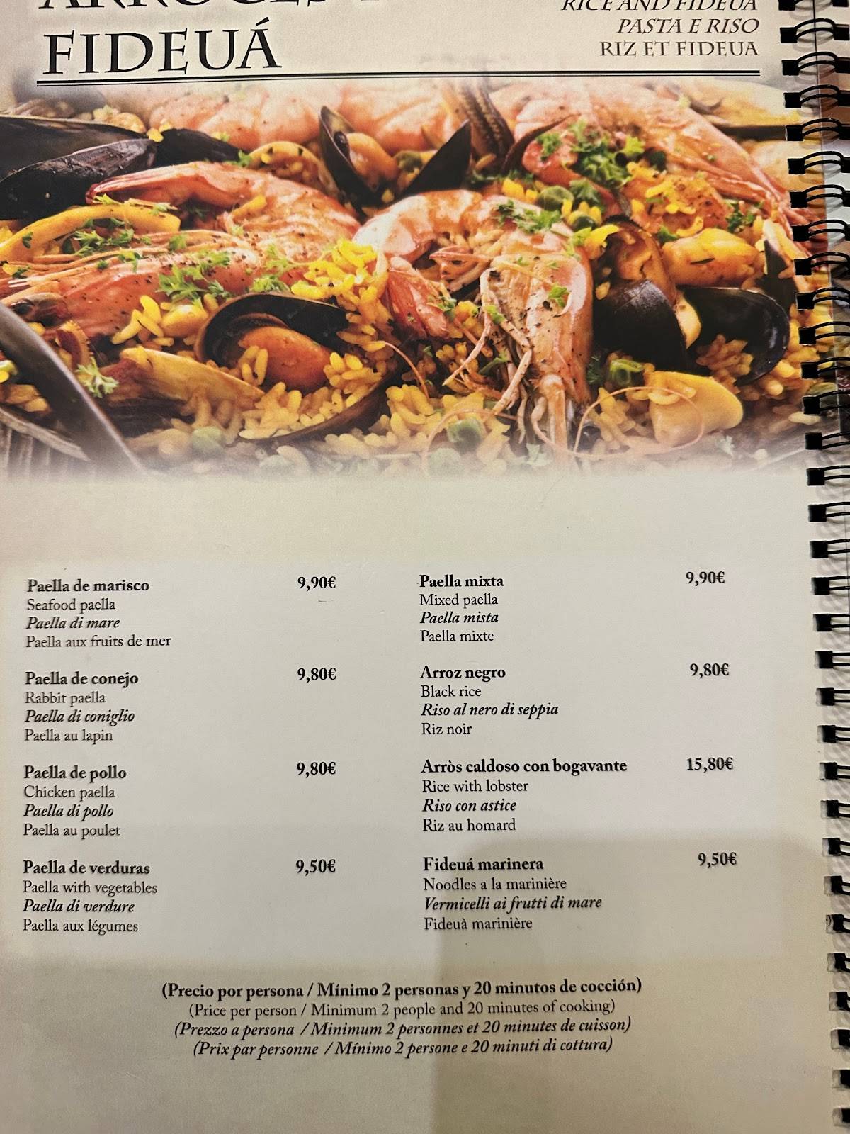Menu at Colom Restaurant, Barcelona, Carrer dels Escudellers