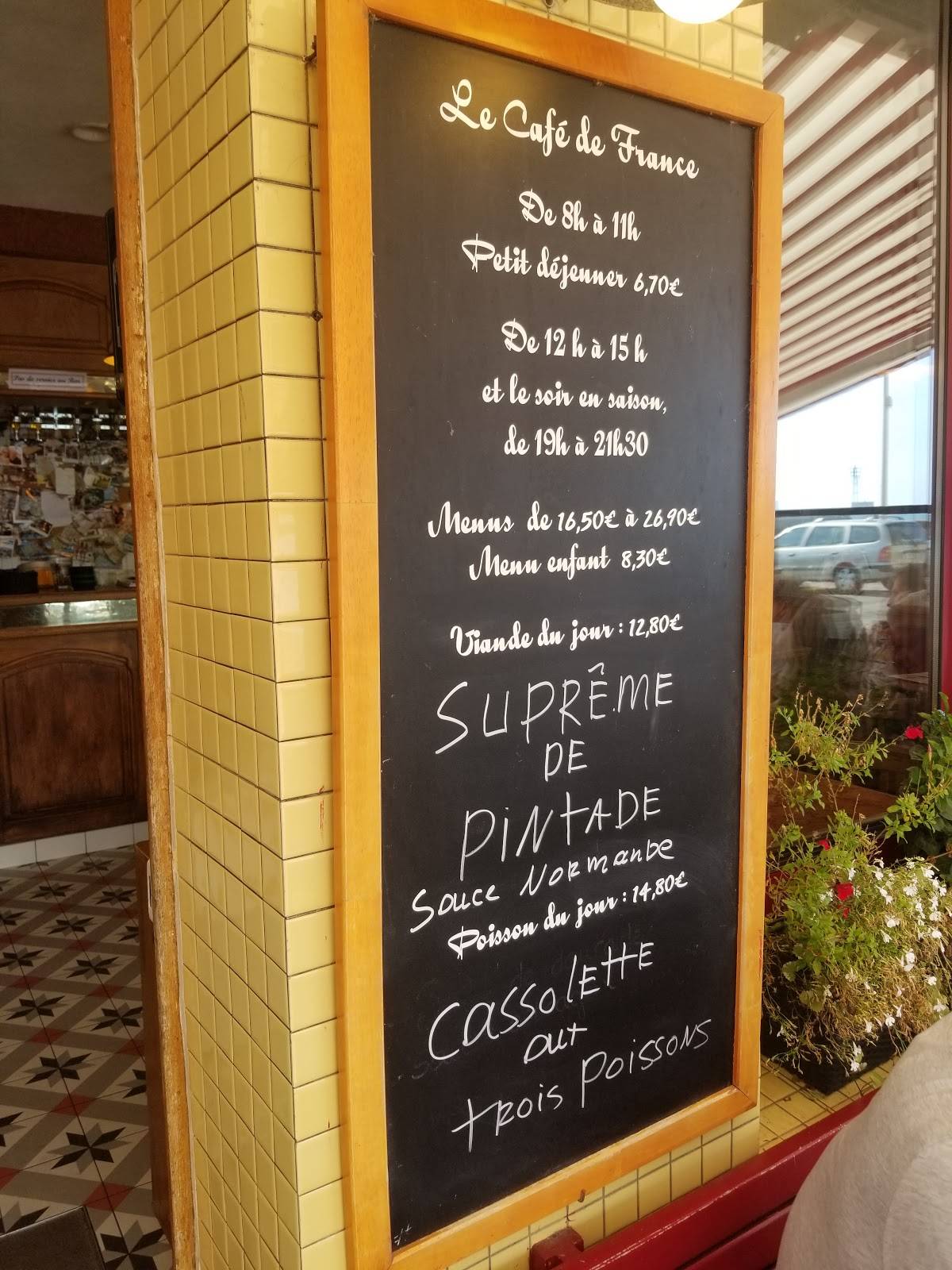 Menu au Le Café de France Barfleur, Barfleur
