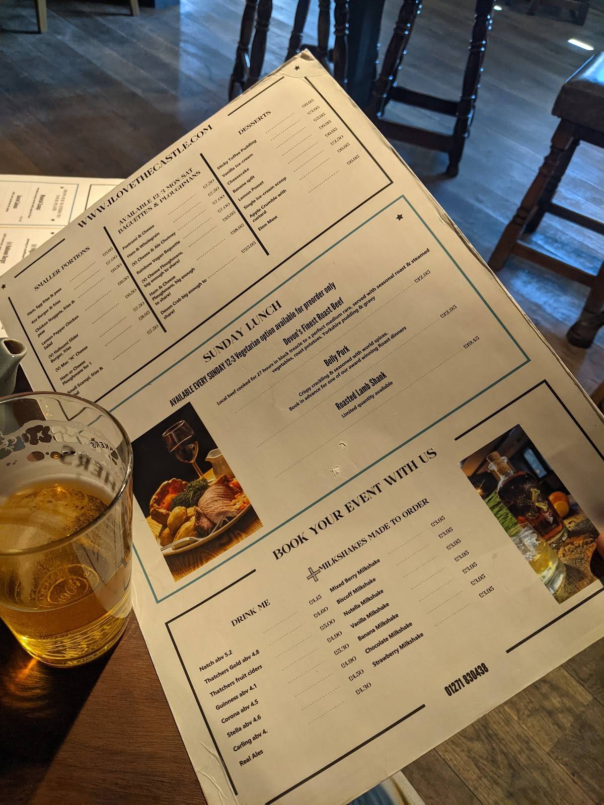 Menu at The Castle Inn pub & bar, Barnstaple