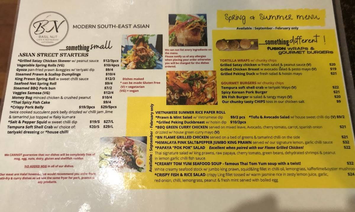 Menu at Basil Nut Cafe & Restaurant Katoomba, Katoomba
