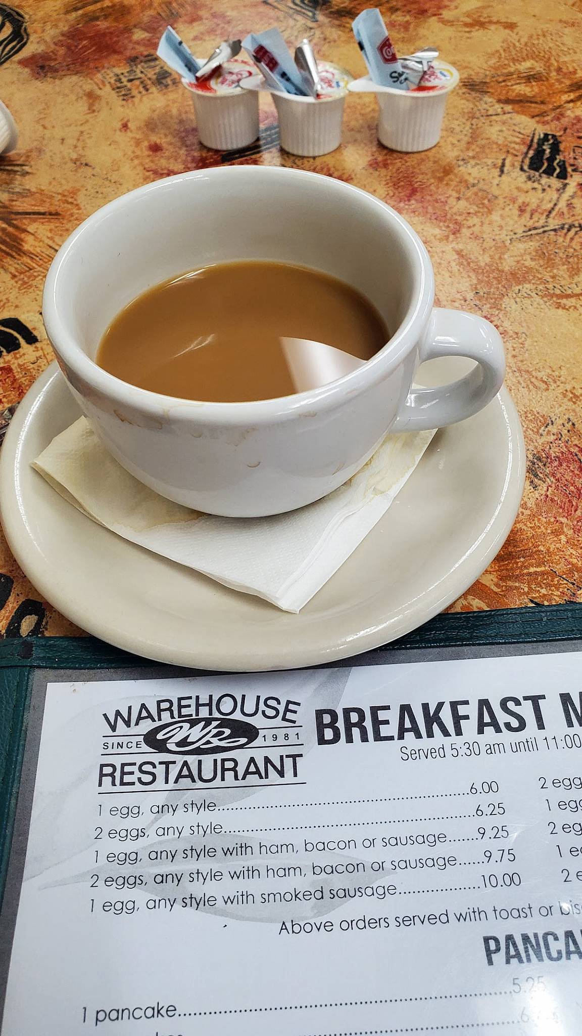 Menu at Warehouse Restaurant, Baton Rouge