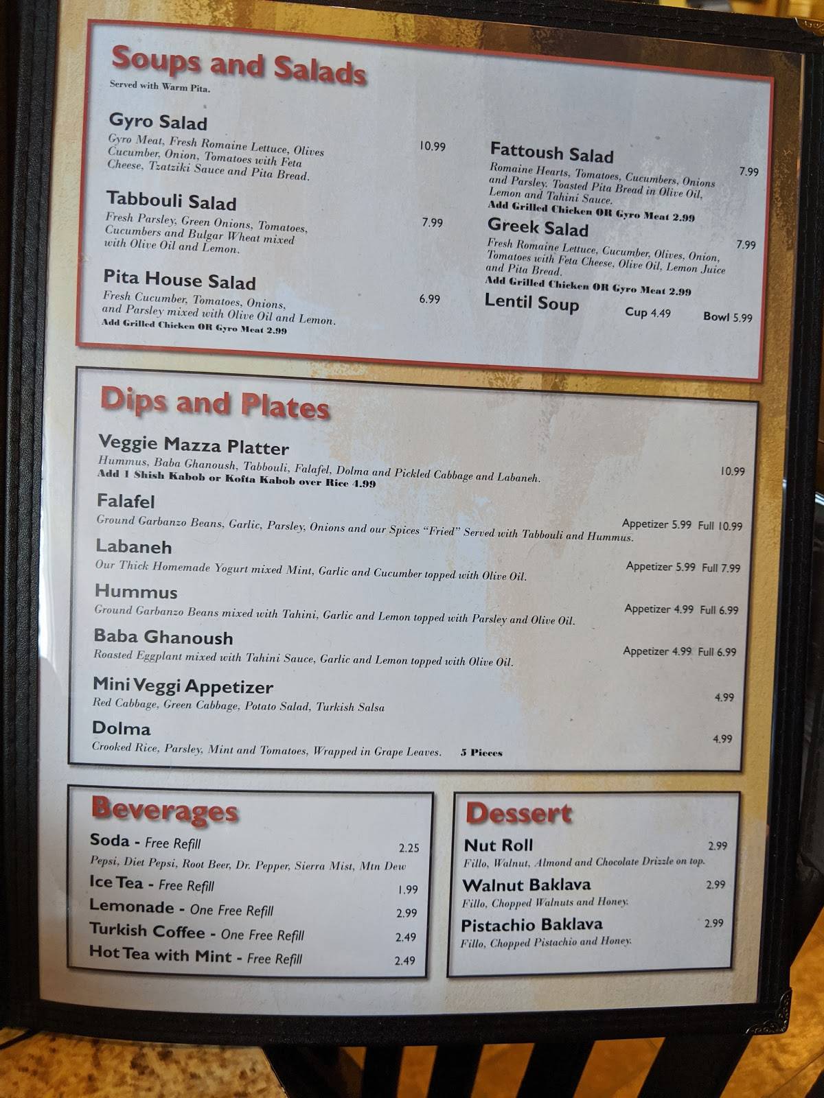 Menu at Pita House restaurant, Battle Ground, 715 W Main St #117