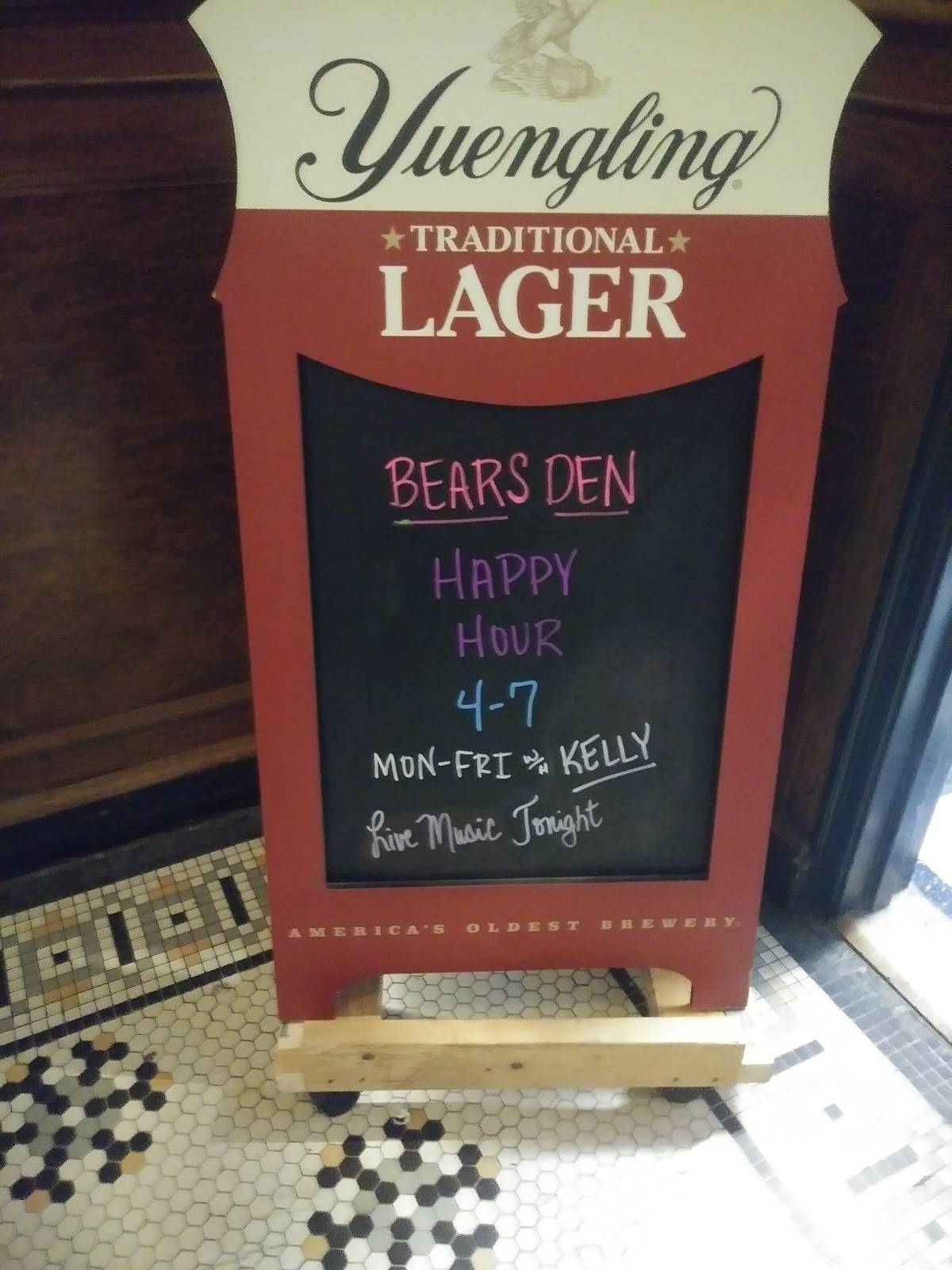 Menu at Bear's Den pub & bar, Charleston
