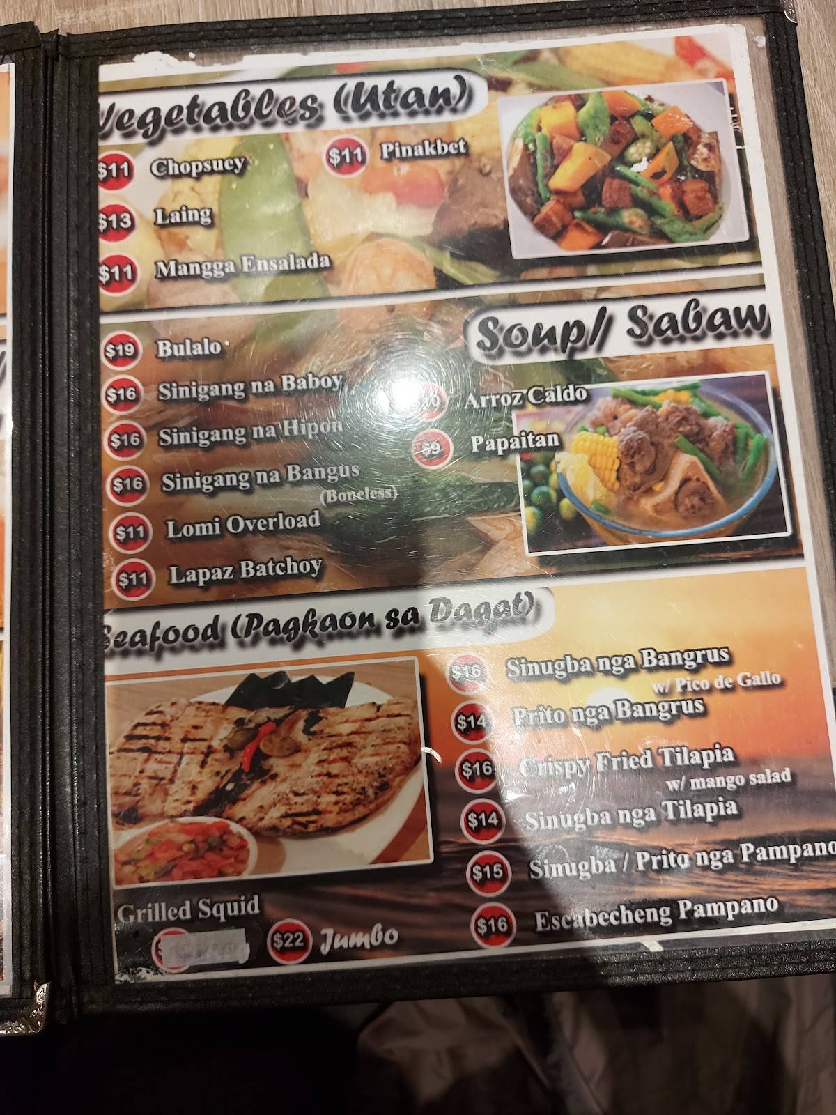 Menu at Bella's Inasal restaurant, Mississauga