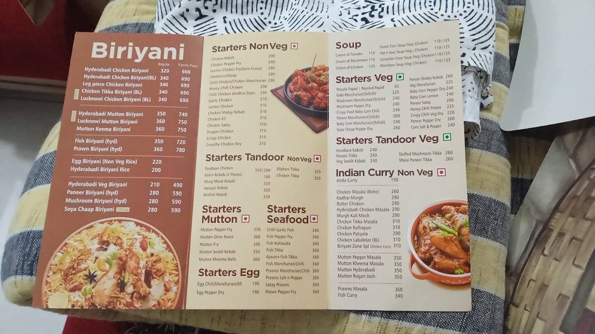 Menu at Biryani Zone, ITPL, Whitefield, Hyderabadi Dum Biryani ...