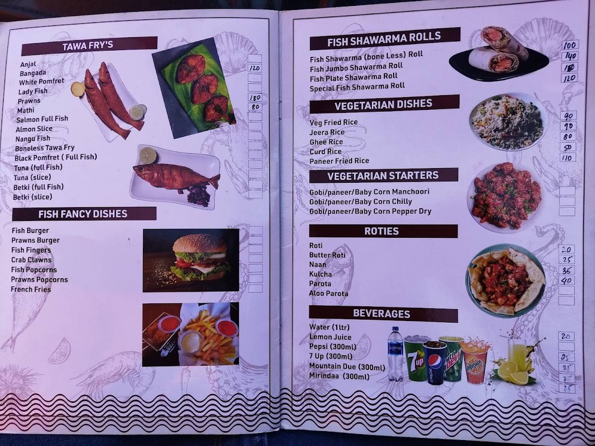 Menu at Rexon fish boat, Bengaluru