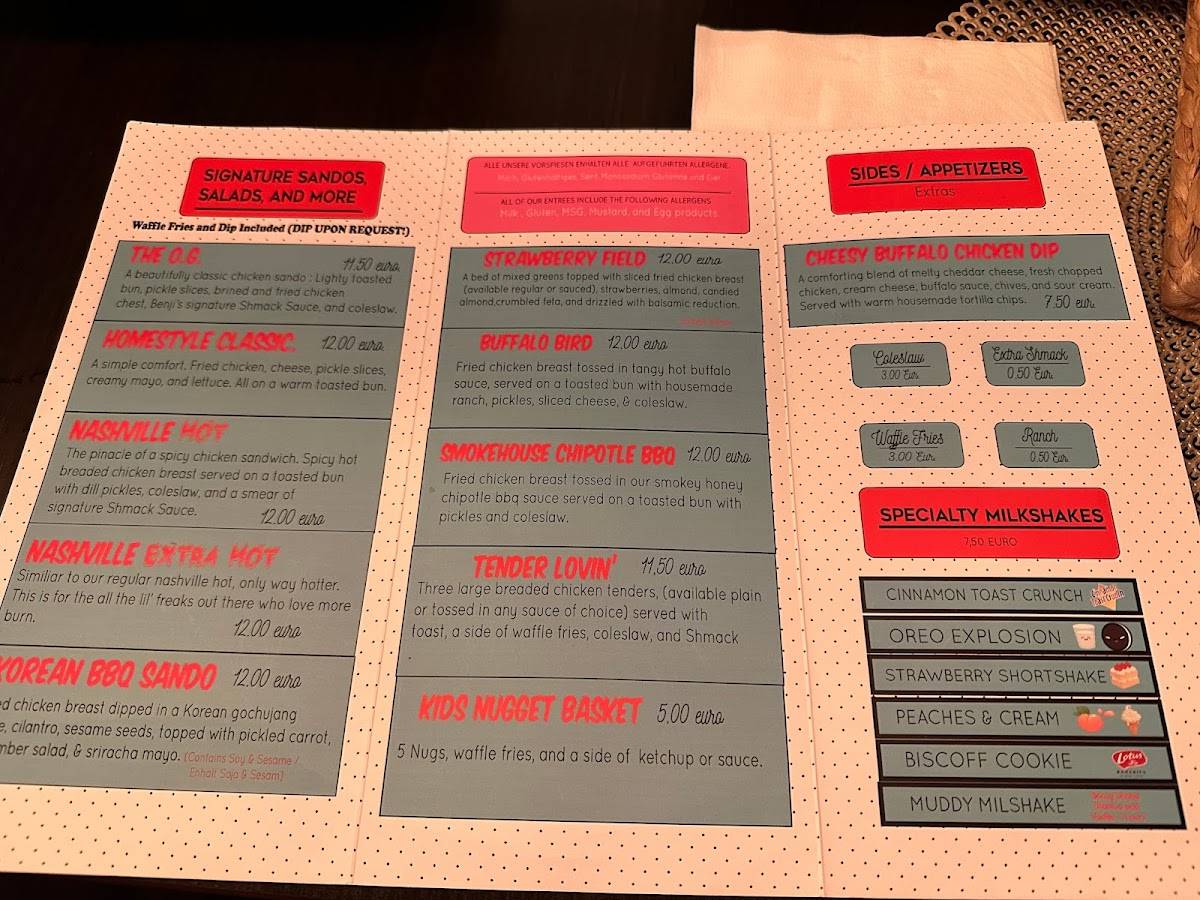 Menu at Benji's Birdhouse restaurant, Ramstein-Miesenbach