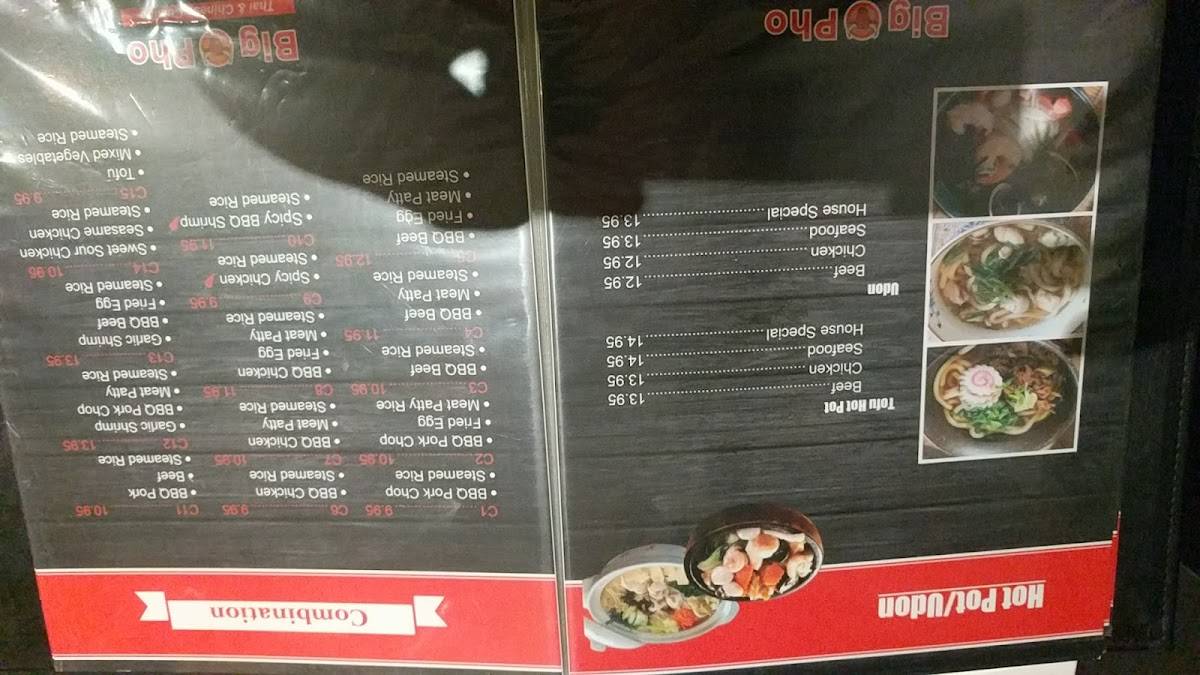 Menu at Big Pho restaurant, Barrie, 31 Commerce Park Dr