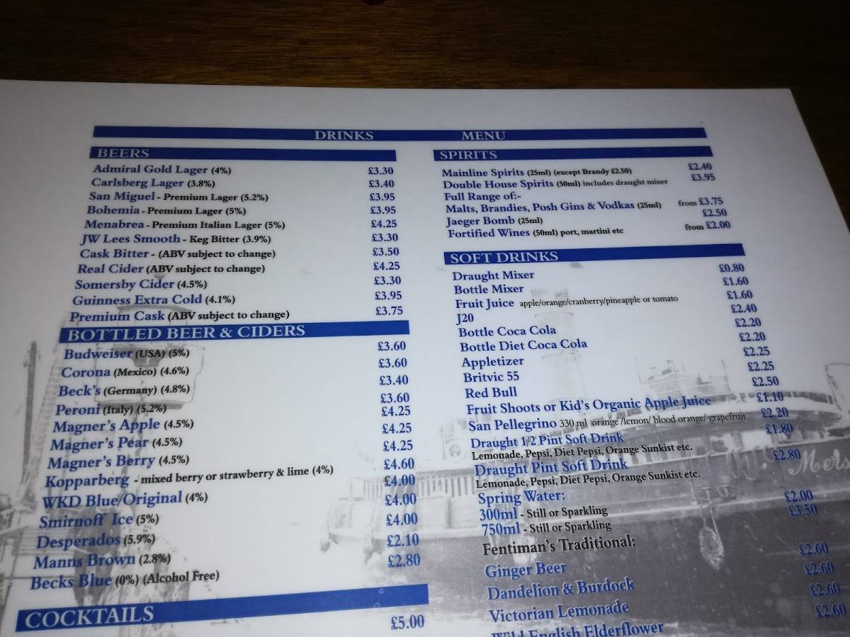 Menu at The Refreshment Rooms pub & bar, Birkenhead