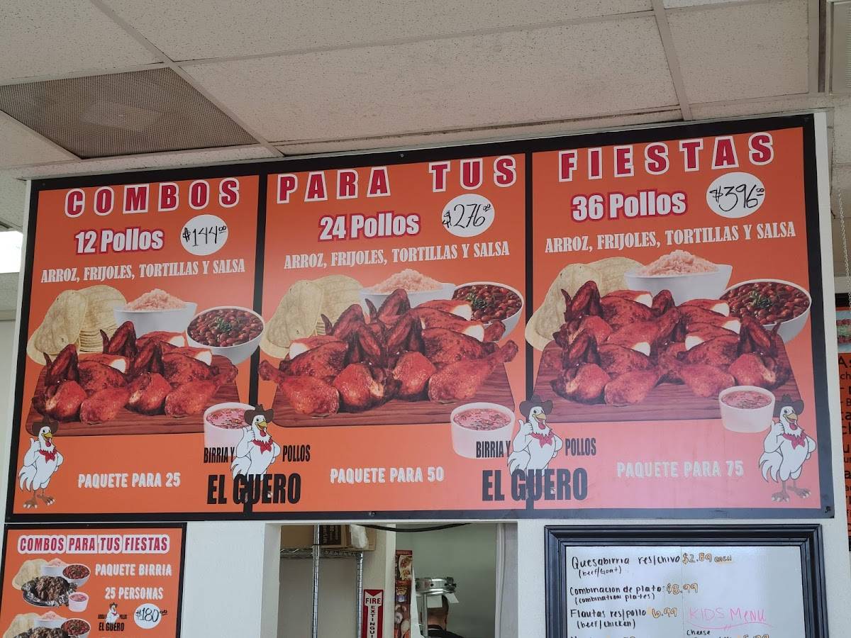 Menu at Birria Y Pollos El Guero BBQ, Porterville
