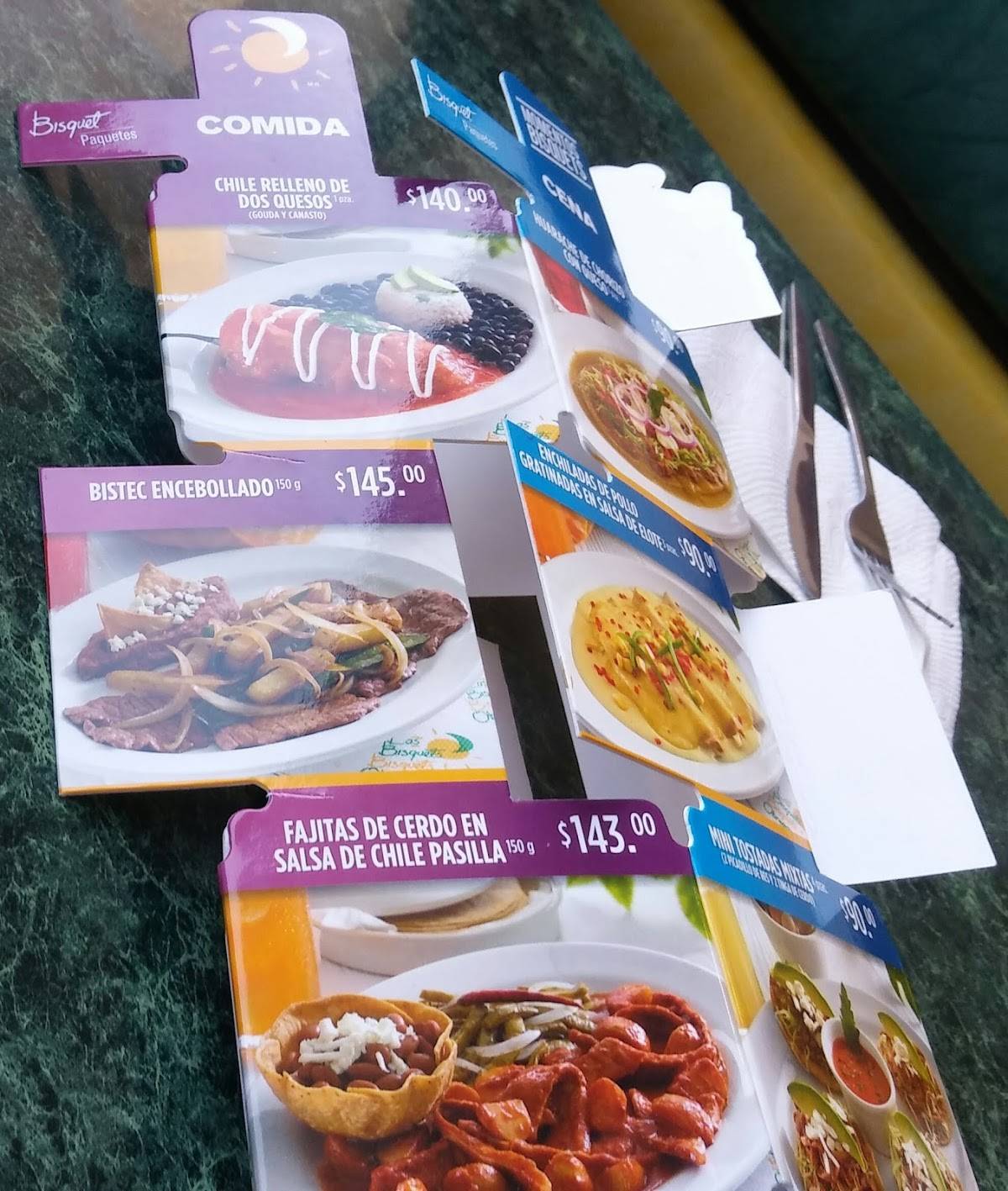 Carta de Bisquets Obregón Cafetales, Ciudad de México, Av. Cafetales 1453