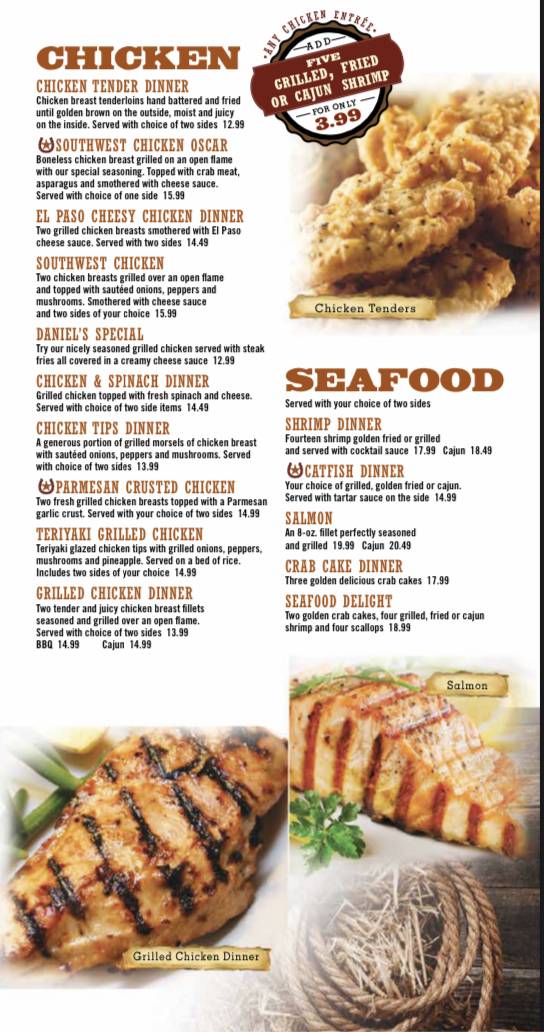 Menu at Black Stallion Steakhouse, Columbia
