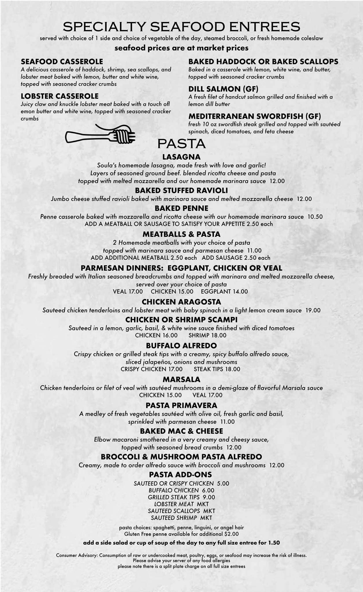 Menu at Black & White Grille restaurant, Spencer