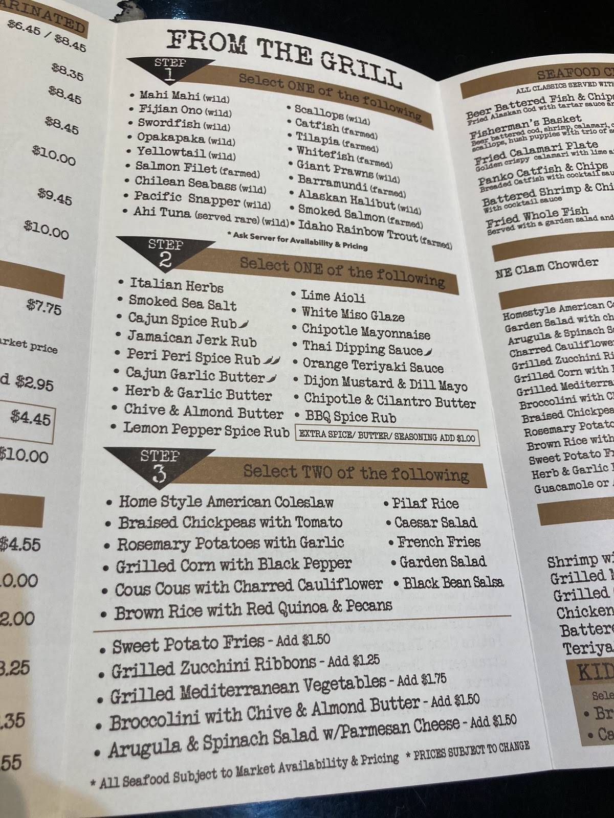 Menu at BlueSalt Fish Grill restaurant, Redondo Beach