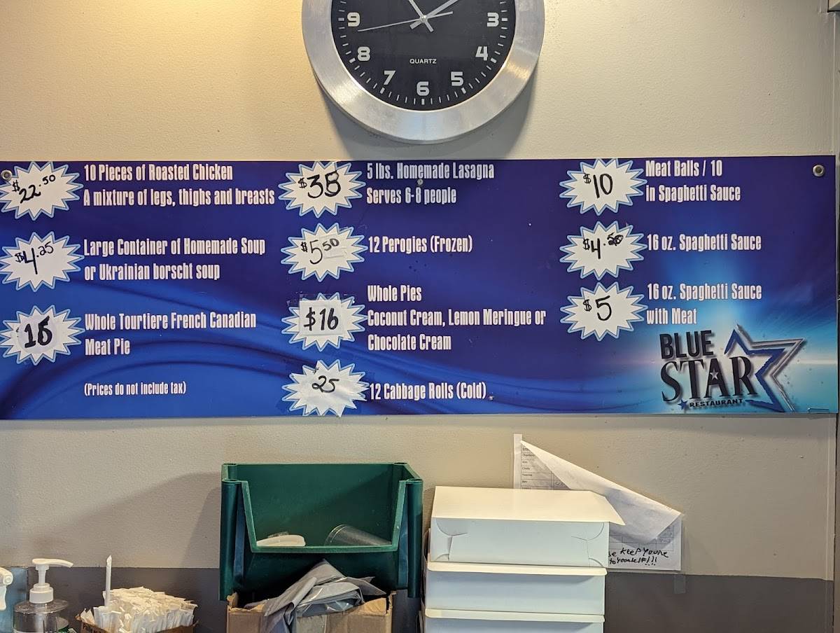 Menu at Blue Star Restaurant, Welland