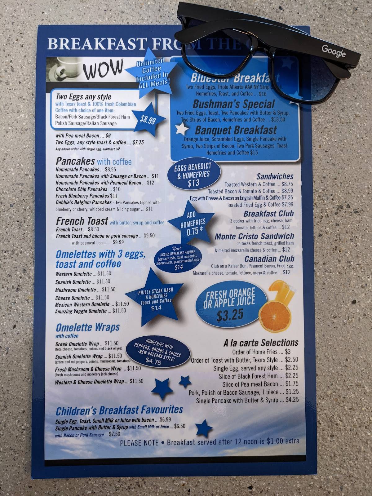 Menu at Blue Star Restaurant, Welland