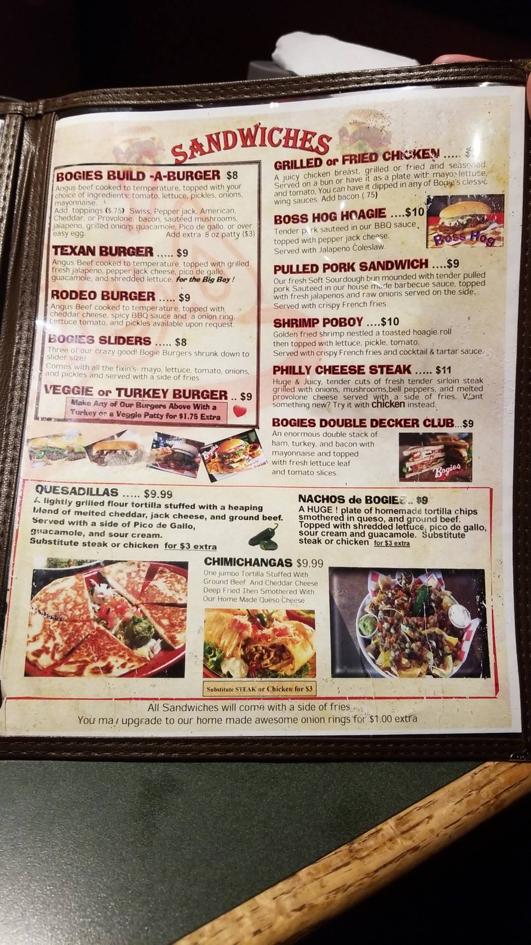 Menu at Bogie's Pub & Grill, Missouri City