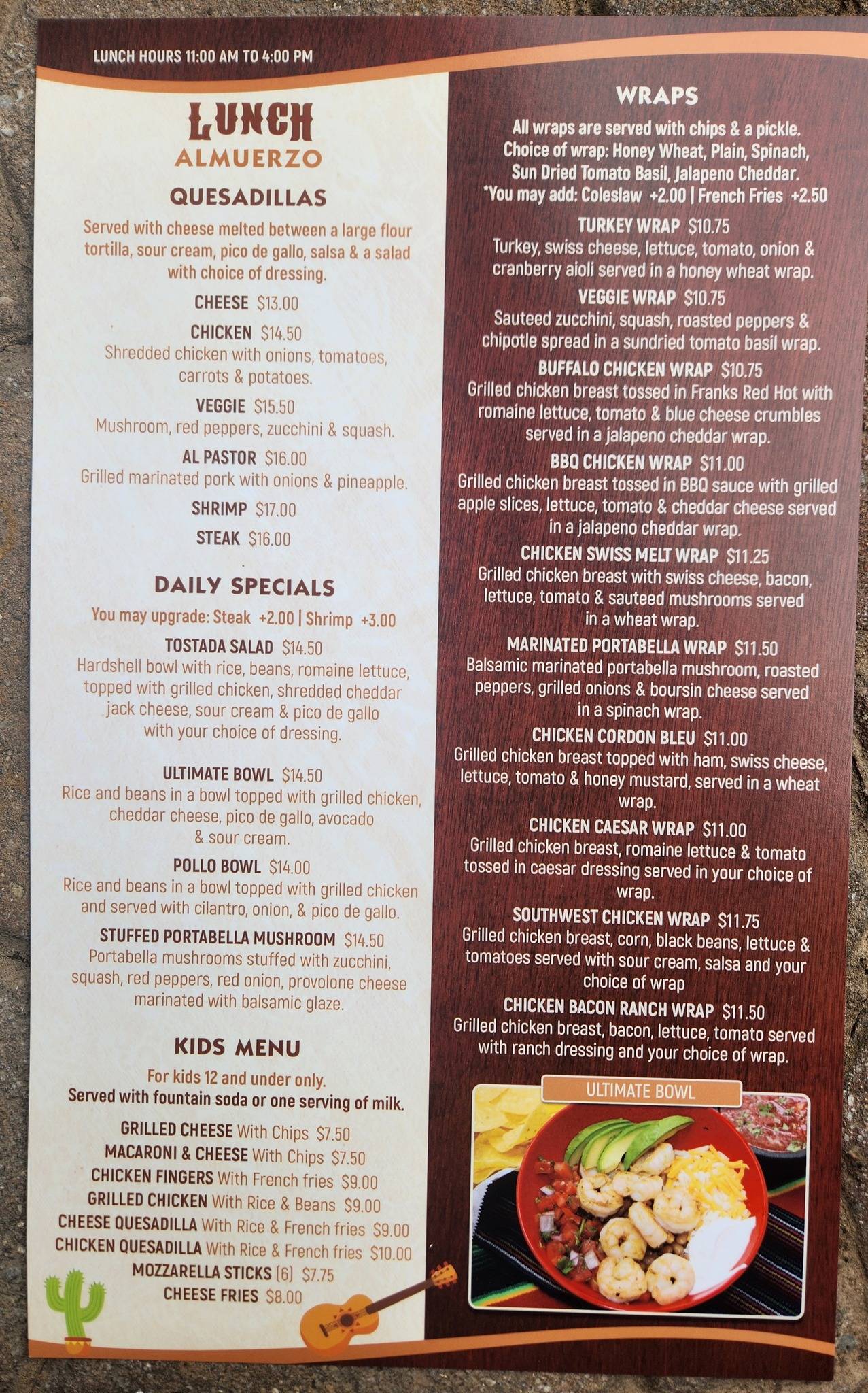 Menu at Caffe 101 cafe, Boiling Springs, 101 Front St