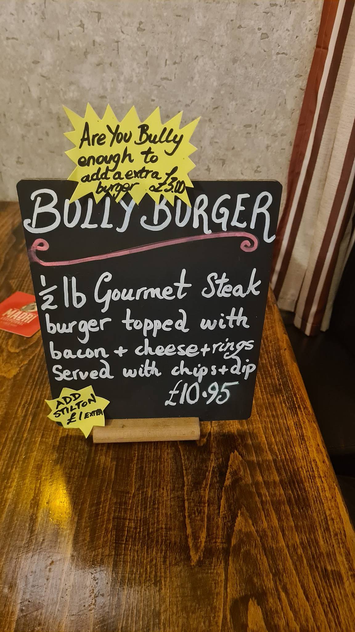 Menu at Bull & Dog pub & bar, Boston