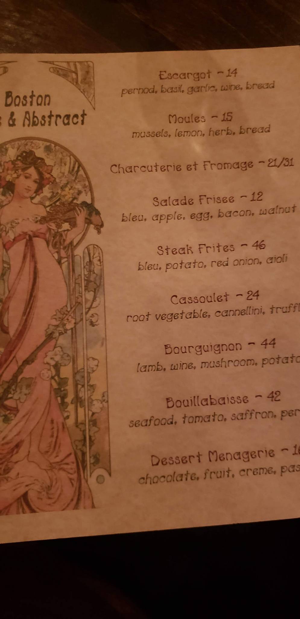 Menu at Boston Title & Abstract pub & bar, Tulsa