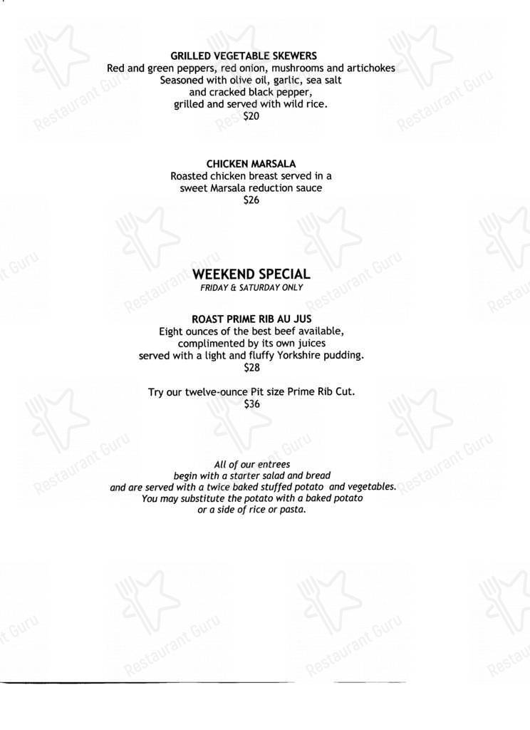 Menu at Barbecue Steak Pit, Bragg Creek