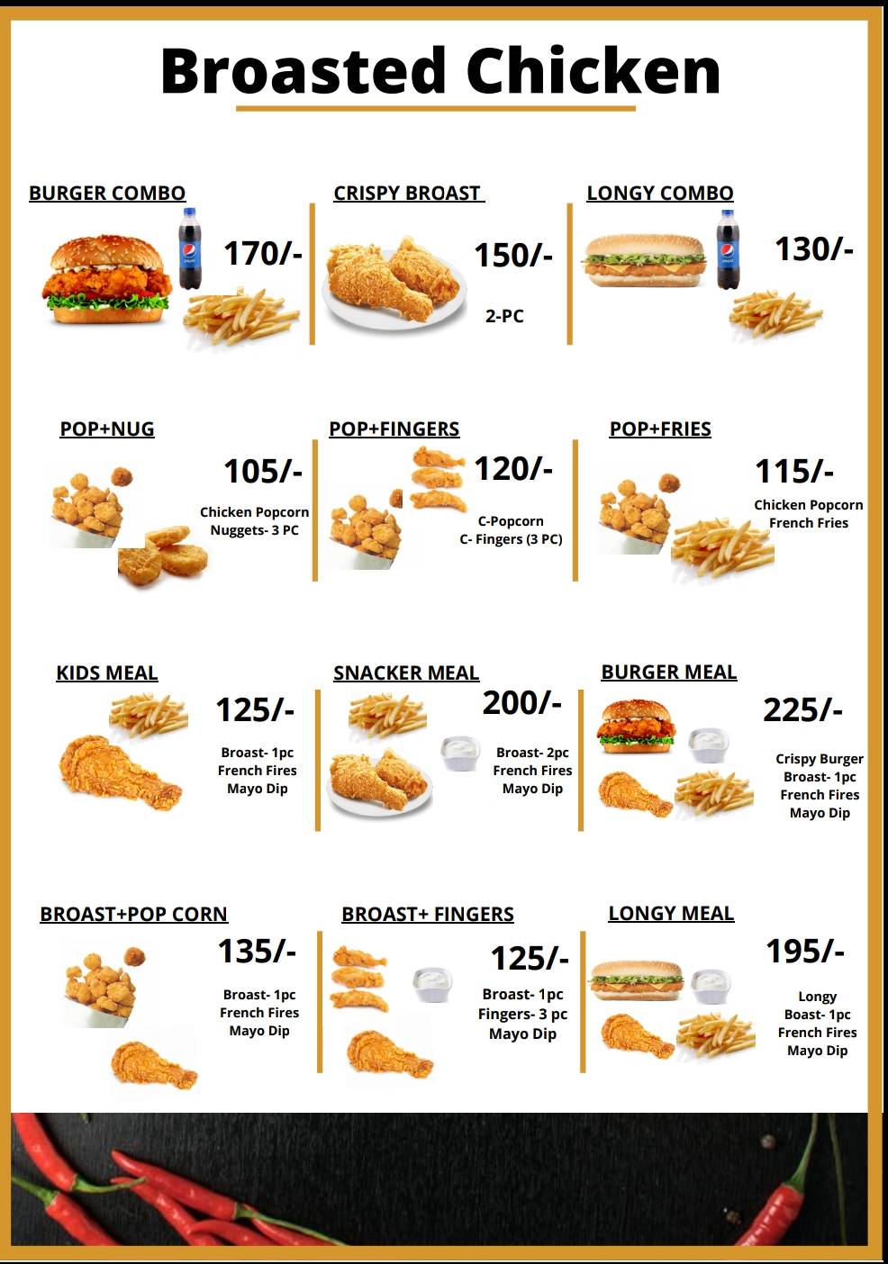 Menu at Broasted Chicken, Bengaluru