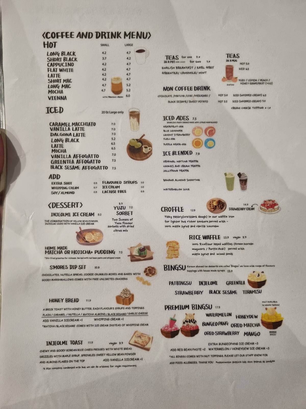Menu at Brown Spoon Victoria Park cafe, Victoria Park