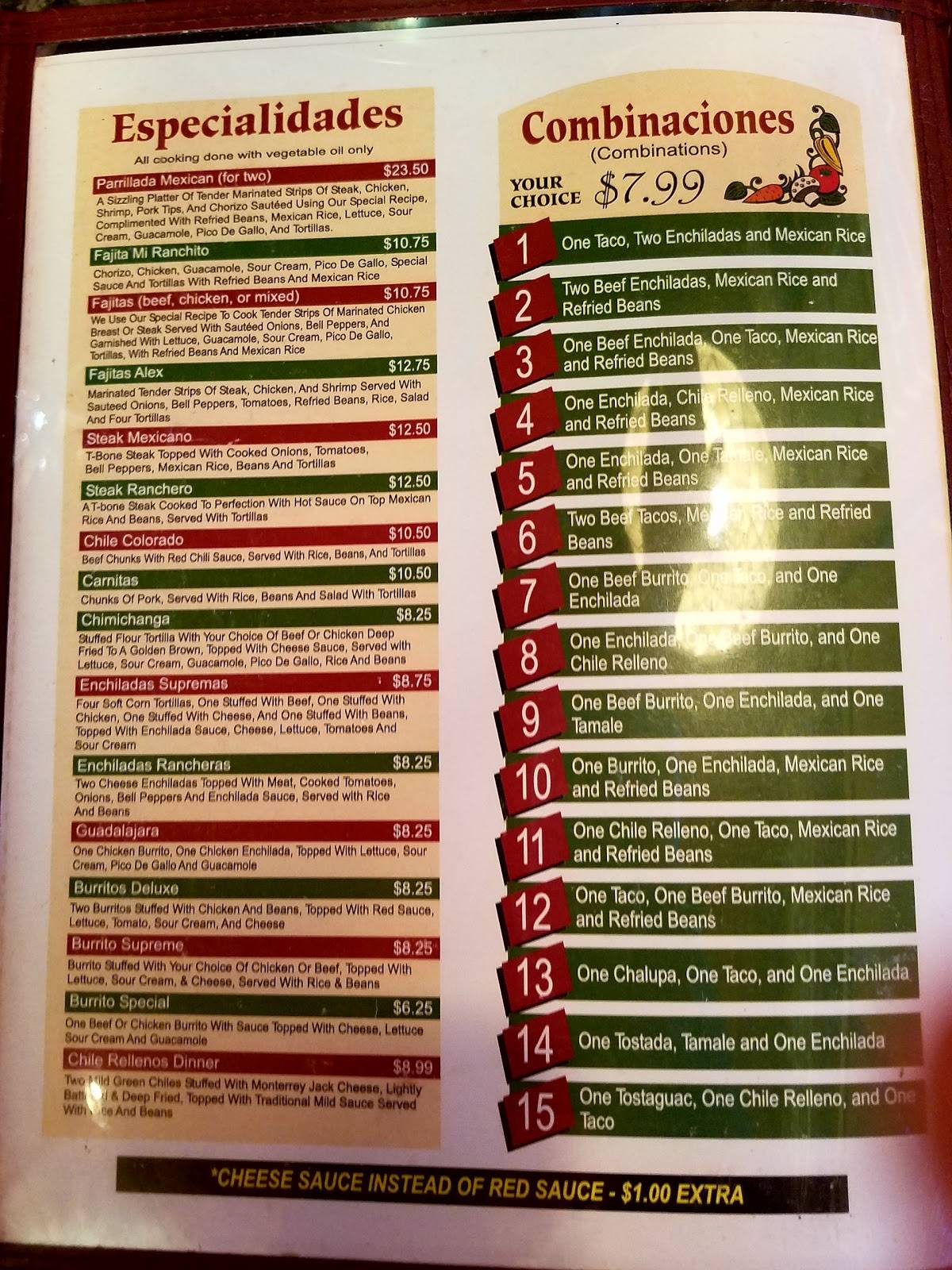 Menu at Mi Ranchito restaurant, Bryant