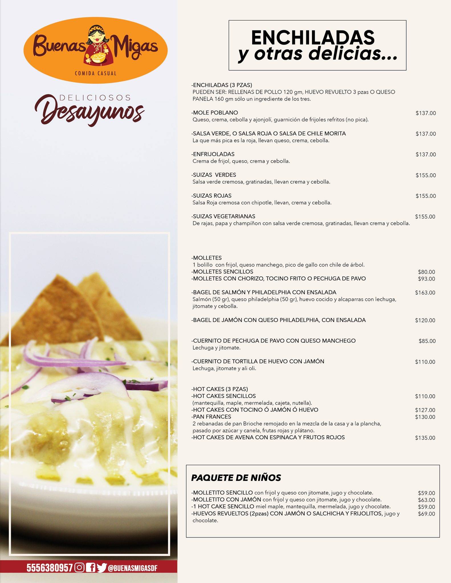 Carta del restaurante Buenas Migas, Ciudad López Mateos