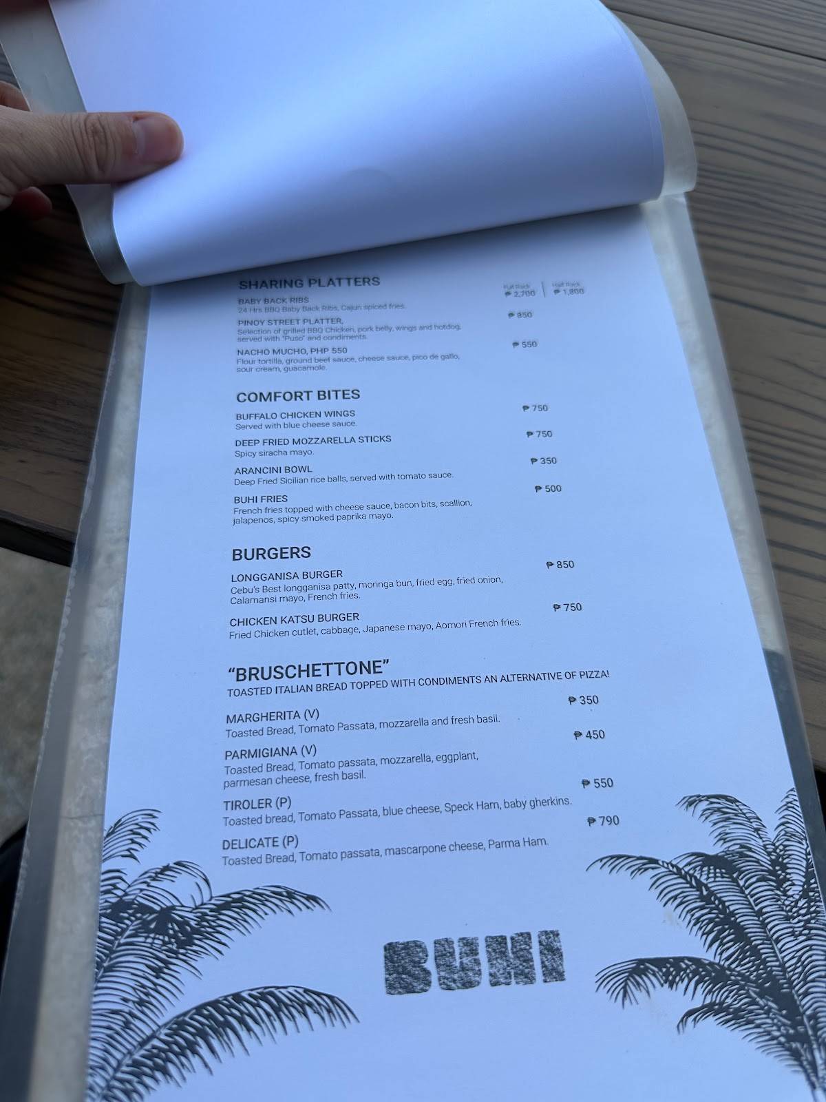 Menu at Buhi Cave Bar, Lapu-Lapu City