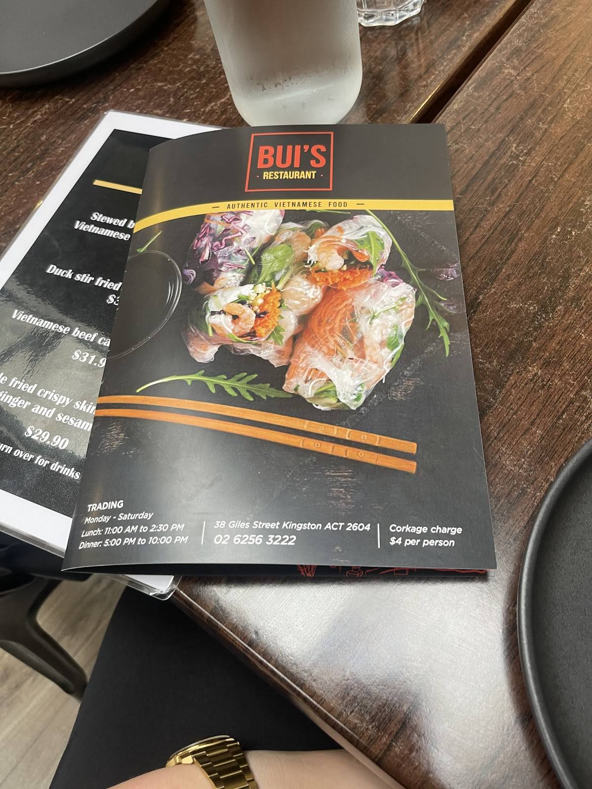 Menu at Bui's Restaurant, Kingston