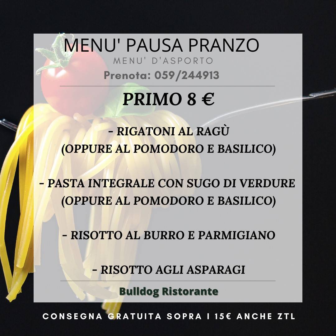 Menu da Bulldog ristorante, Modena, Via Vincenzo Borelli