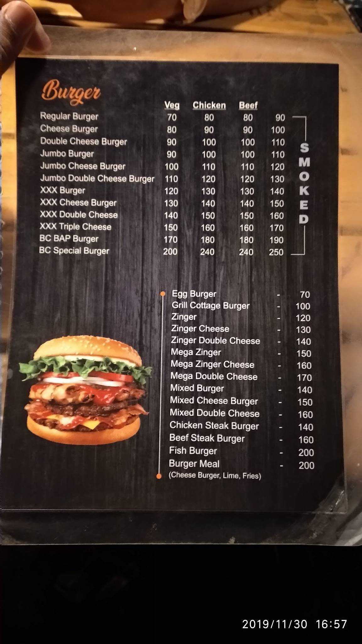 Menu at Burger Castle BC Cafe, Thrissur, G6FC+5GQ