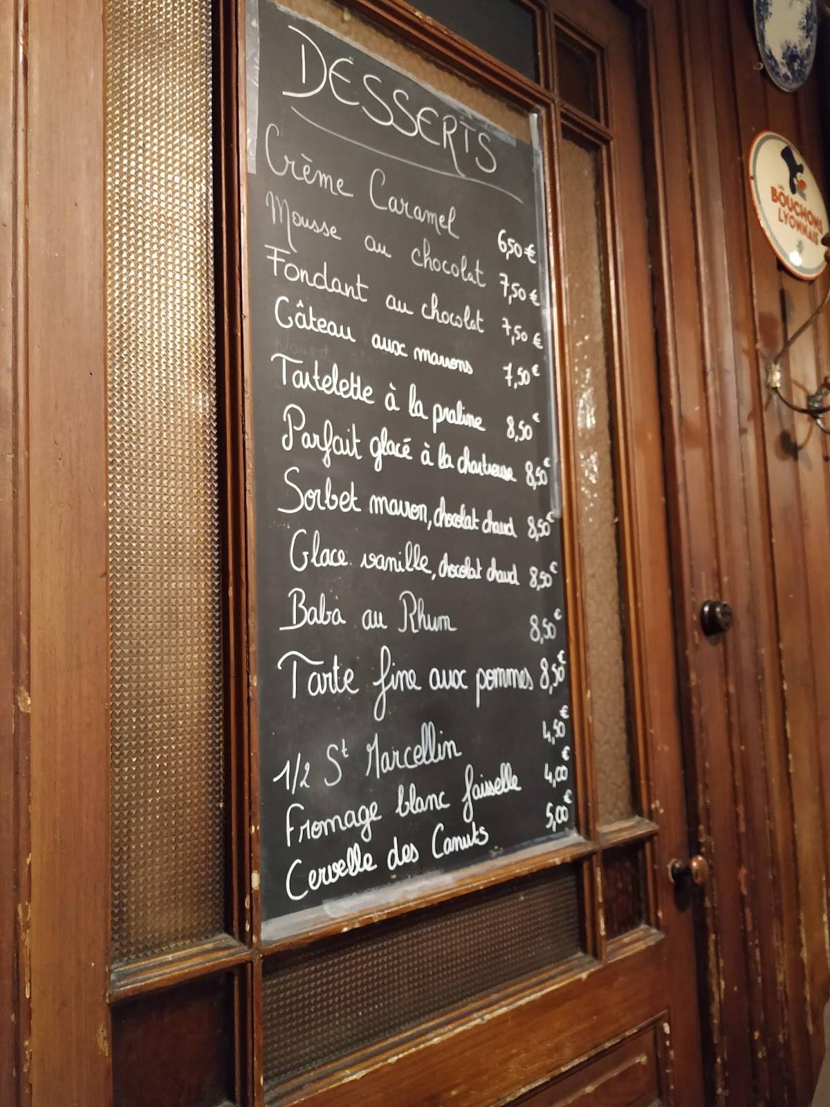 Menu at Café Comptoir Abel, Lyon