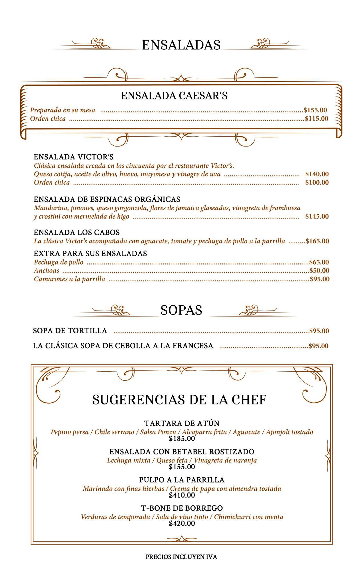 Menu at Caesar's pub & bar, Tijuana, Av. Revolución 8190