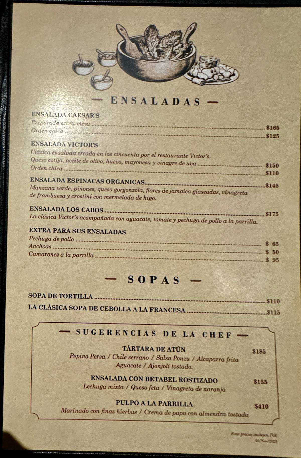Menu at Caesar's pub & bar, Tijuana, Av. Revolución 8190