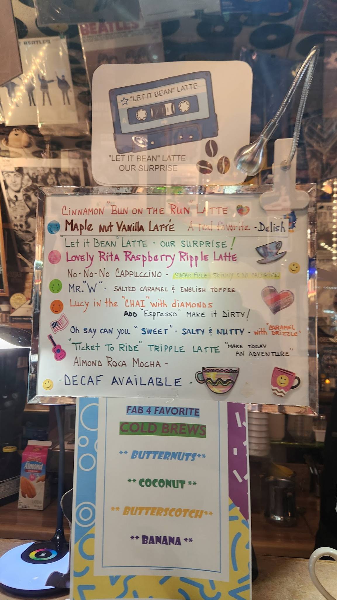 Menu at Beatles and Beans Coffee Emporium cafe, Bay City
