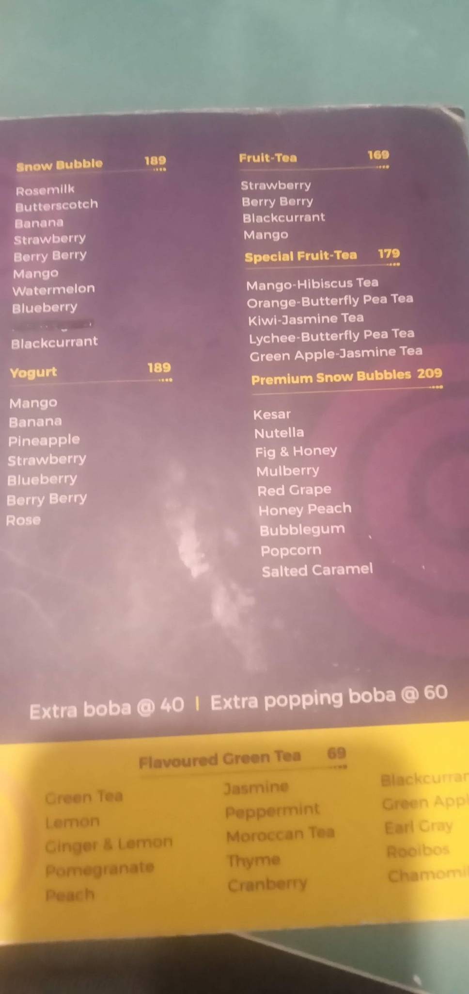 Menu at Cafe Boba Queen, Thiruvananthapuram