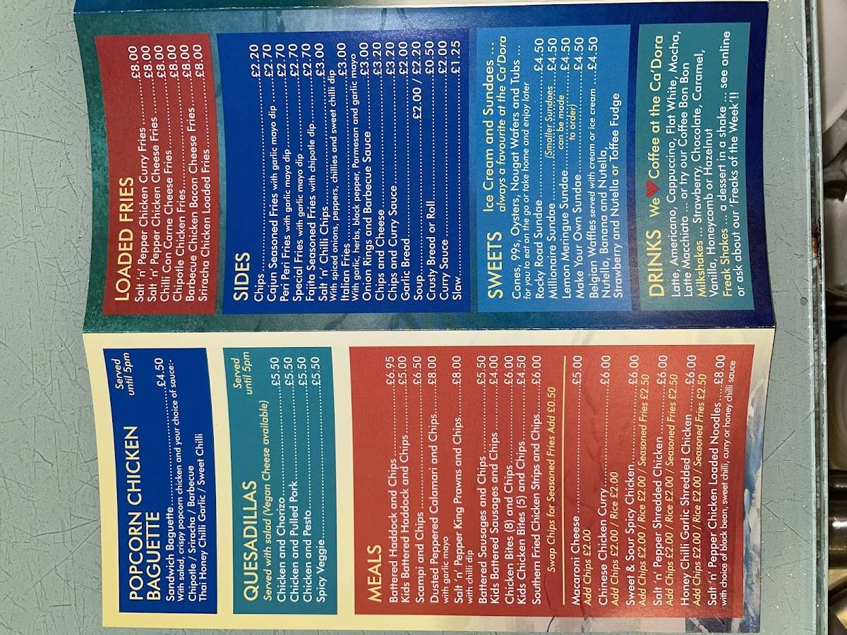 Menu at Cafe Ca'Dora, Tarbert